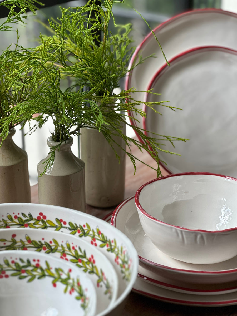 Simple Round Dinner Plate with Red Edge – Always Relish